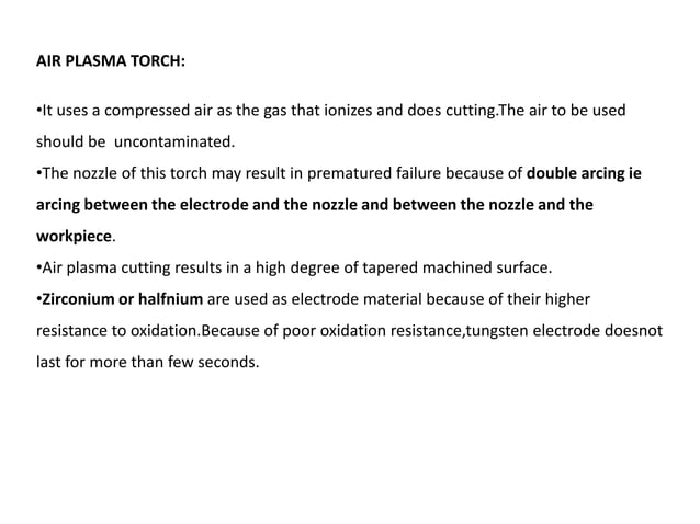 Plasma Arc Machining process | PPTX | Chemistry | Science