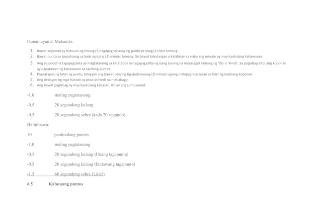 Pamantayan at mekaniks sa debate | DOC