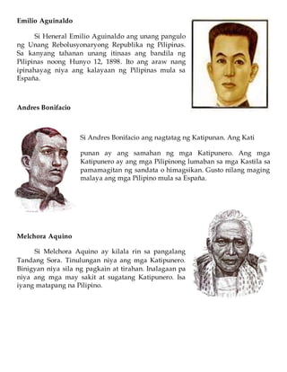 Bayani Ng Pilipinas With Name