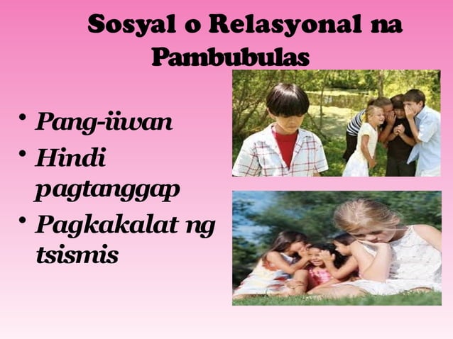 Bullying, types of bullying, where bullying happens | PPT