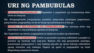 EPEKTO NG PAMBUBULAS SA PAARALAN, PAANO MAIIWASAN.pptx