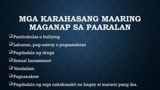 EPEKTO NG PAMBUBULAS SA PAARALAN, PAANO MAIIWASAN.pptx