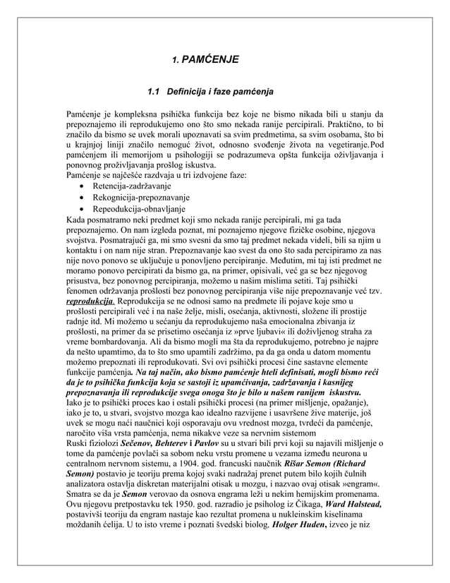 Pamcenje psihologija | PDF