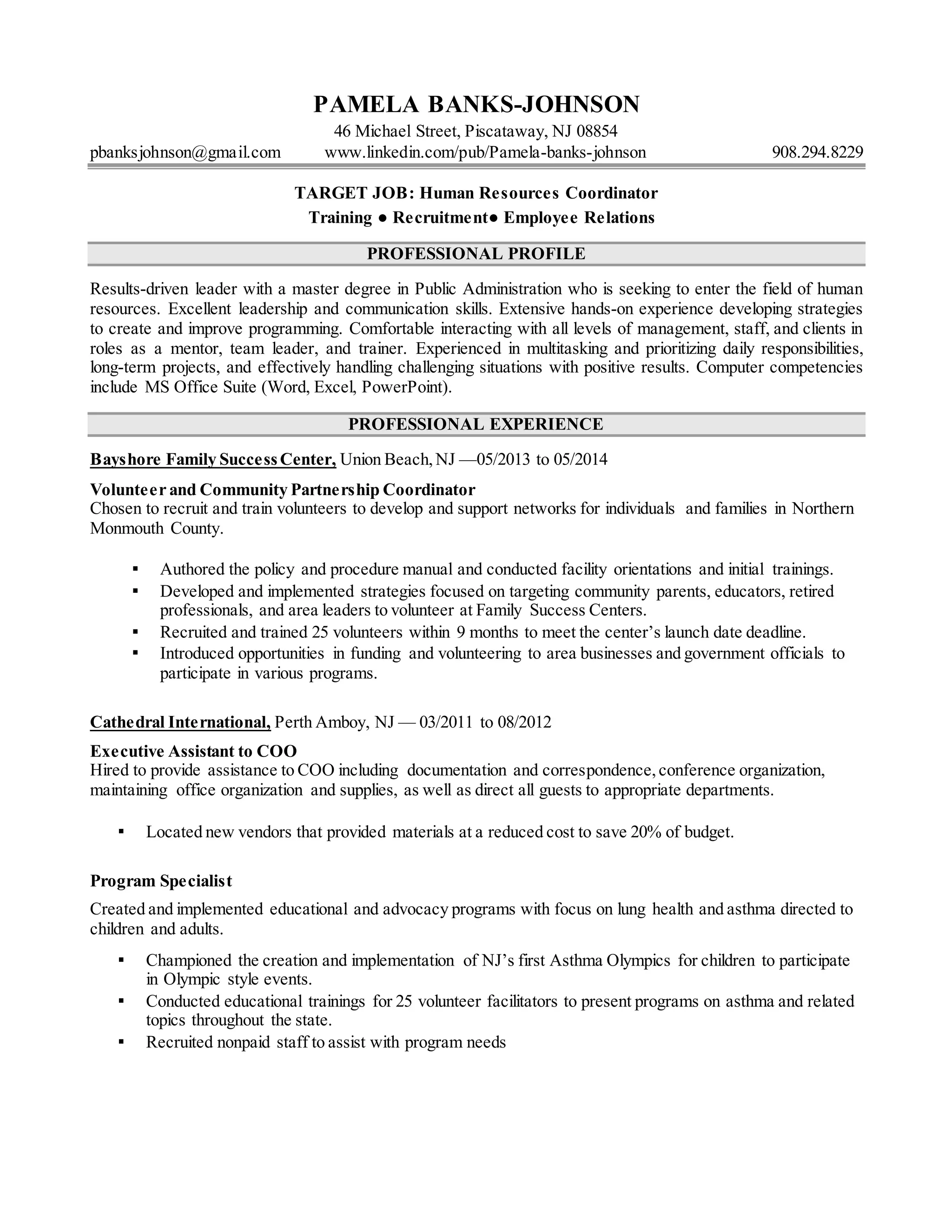 Pamela Banks-Johnson Human Resources | DOC