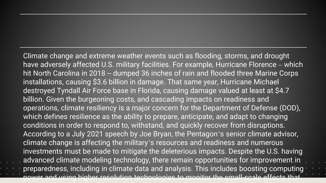 How the DOD can Invest in Military Climate Resiliency | PPT