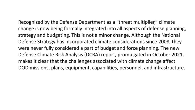 Defense Climate Risk Analysis Reflects Profound Shift in Planning | PPT