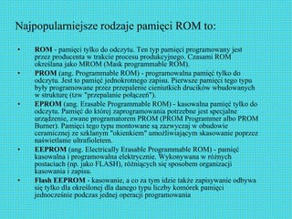 Pamięci ram i rom | PPT