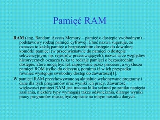 Pamięci ram i rom | PPT