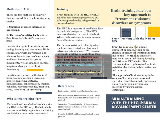 Pamphlet HEG and Neurofeedback Brain training pamphlet BAC Cheyenne, Wyoming | PPT