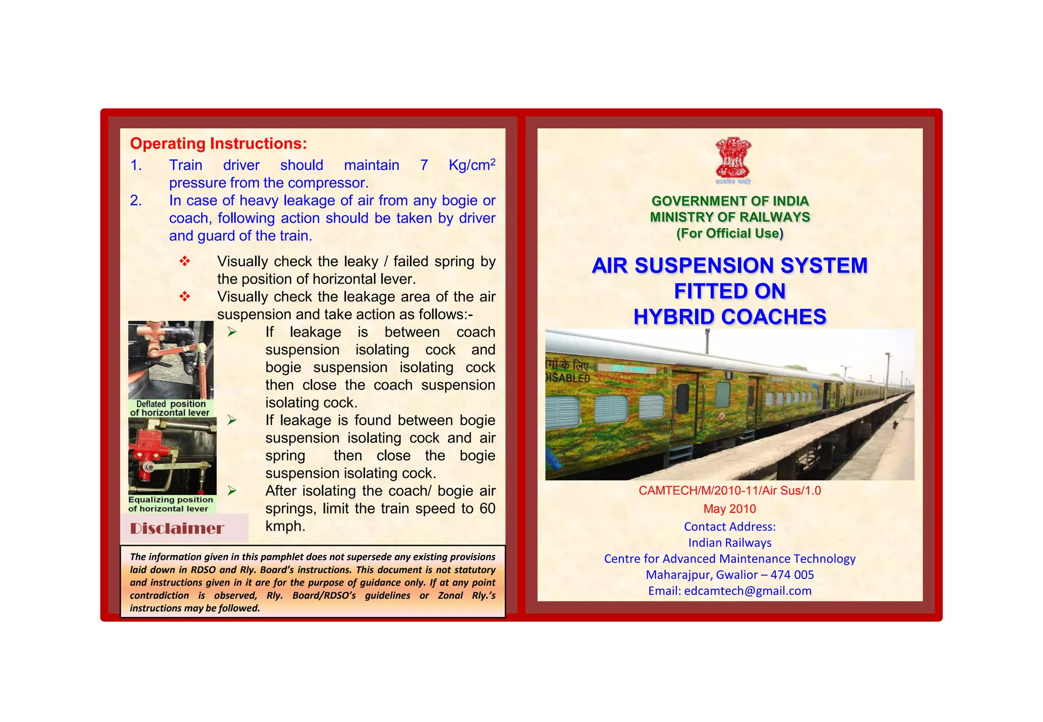 Pamphlet on air suspension system fitted on hybrid coaches | PDF | Auto Repair | Automotive