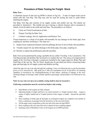 Pamphlet on rake testing procedure for freight stock | PDF