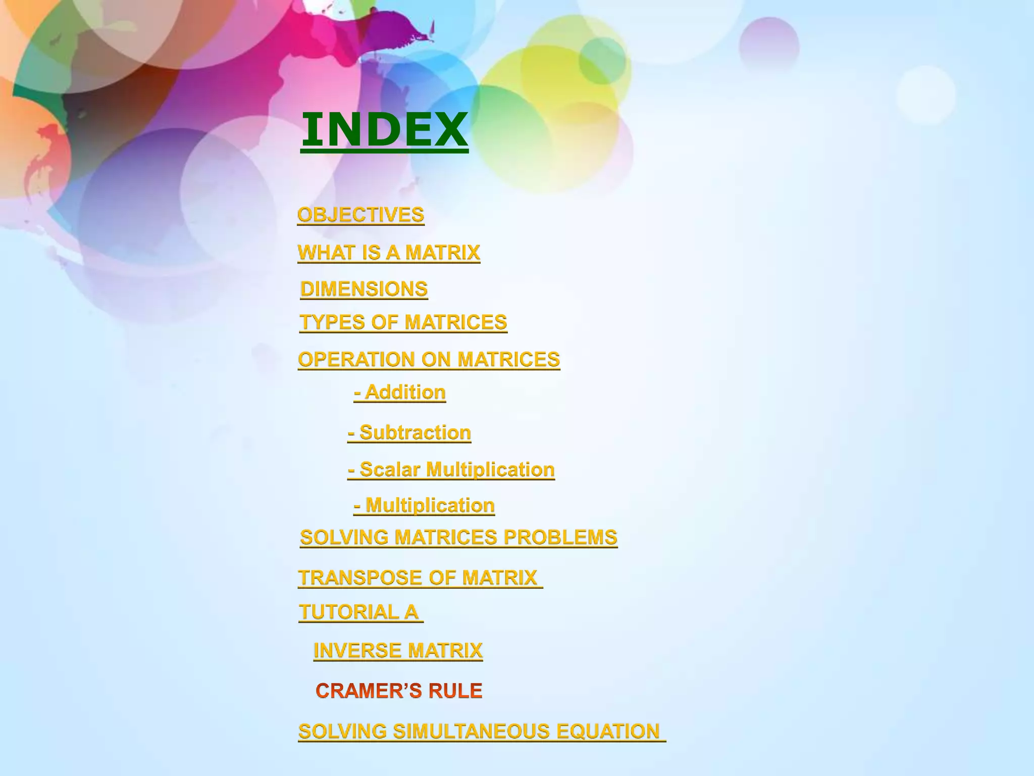 MATRICES | PPTX | Physics | Science