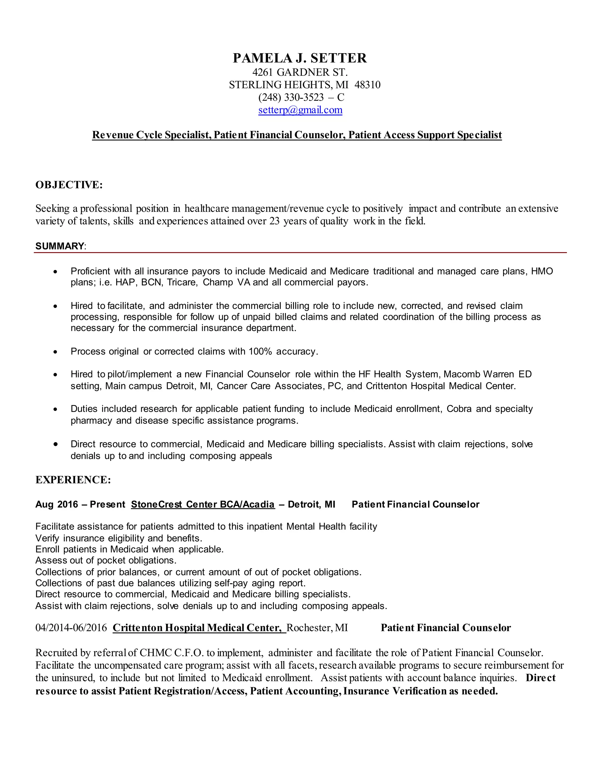 Pam setter resume sept version | PDF