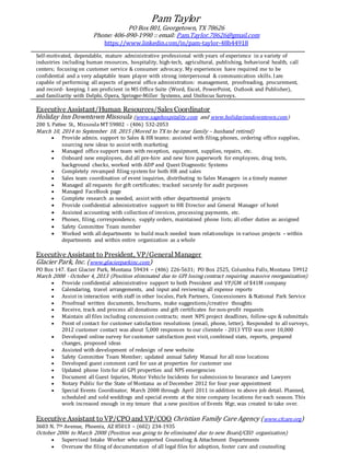 PamTaylor - Resume 2016 | DOCX | Non-Profit Organizations | Industries