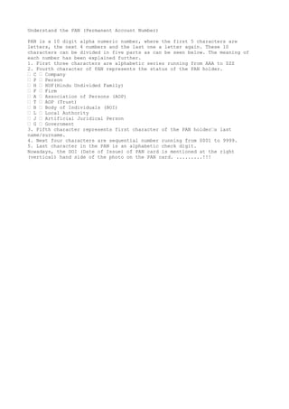 Pan | TXT | Personal Taxes | Personal Finance