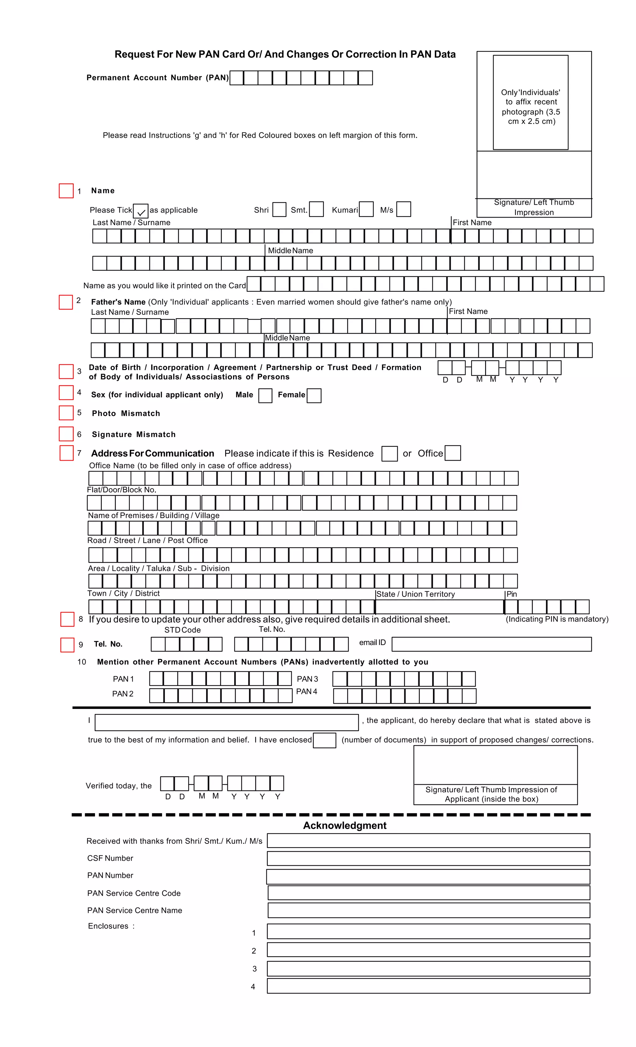 Pan card-correction-form | PDF
