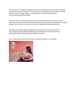 Celebrity Management Company in Mumbai Panache talents | PDF