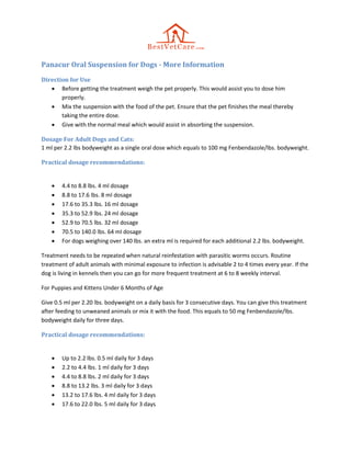 Panacur Oral Suspension For Dogs | PDF