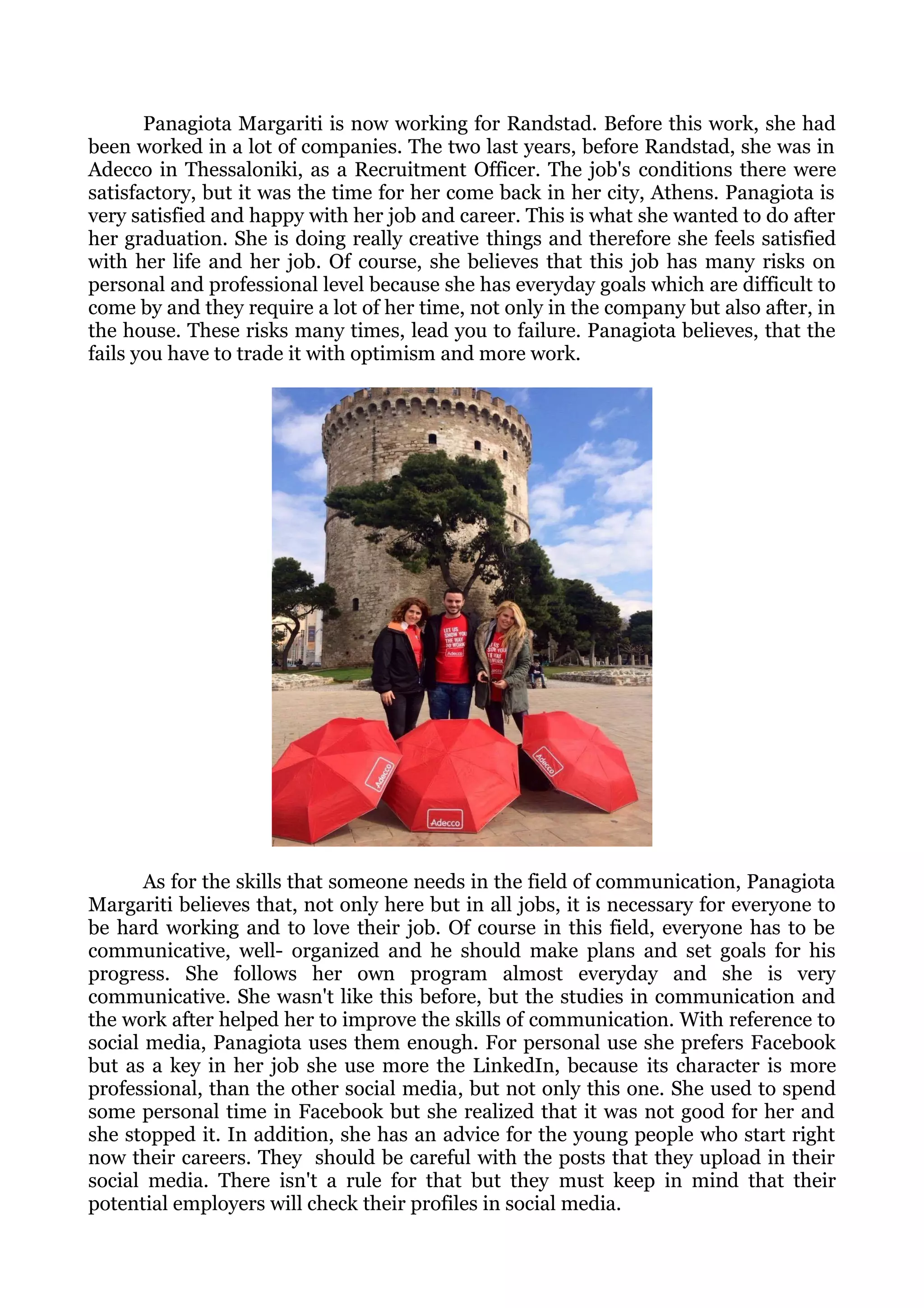 Panagiota Margariti a sucessful allumni- writed by Natalia Karkatseli | PDF