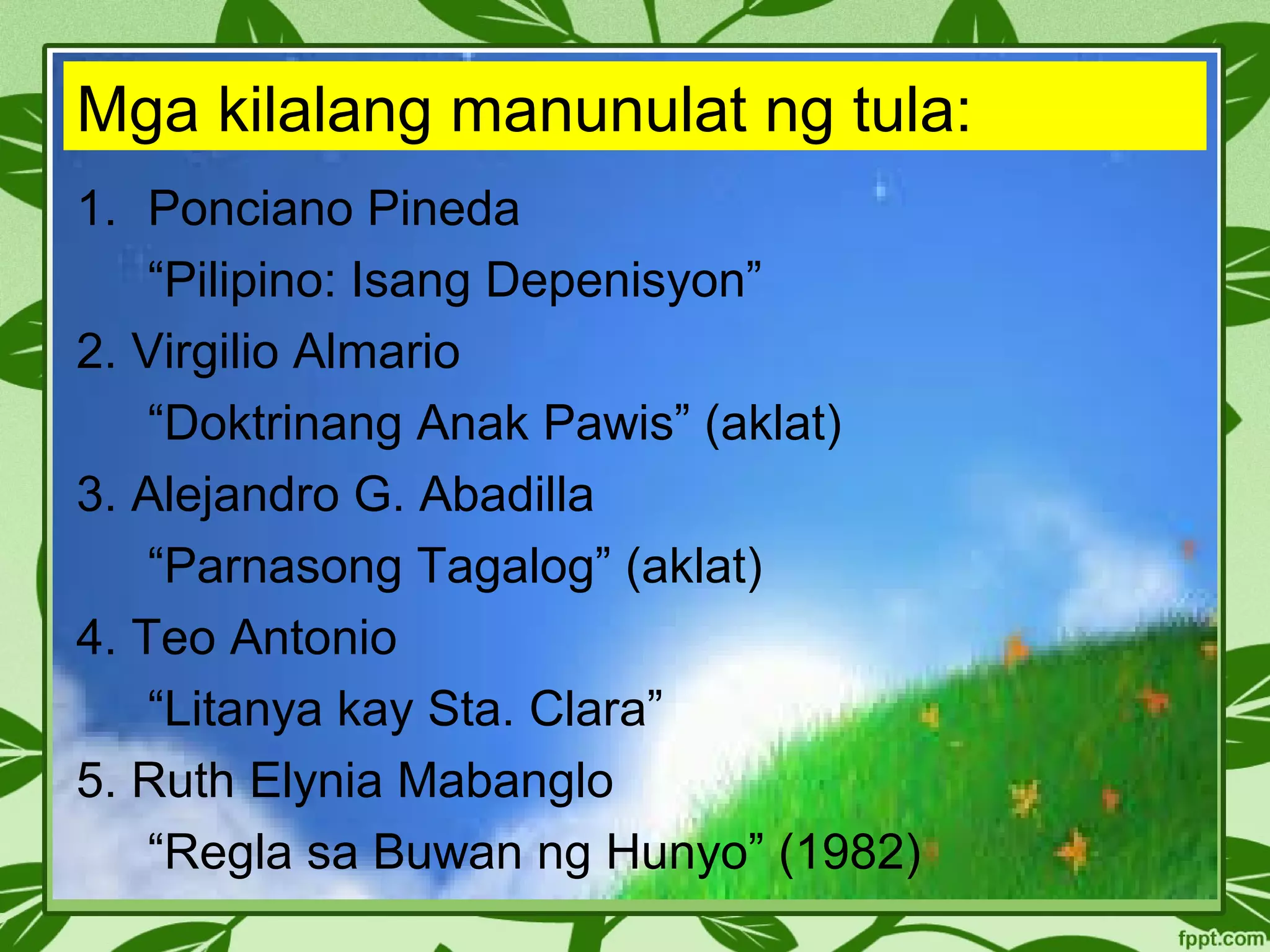 Panitikan sa Panahon ng Bagong Lipunan | PPT