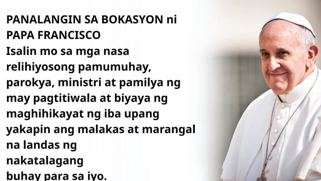 Panalangin sa Bokasyon ni Papa.pptx............. | PPTX