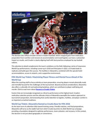 Panama vs Croatia Tickets Croatia Select Alexandria as Base Camp for ...