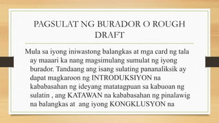 Kahulugan Ng Burador Sa Pananaliksik