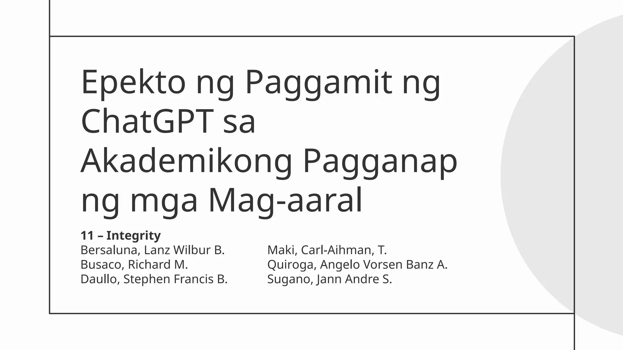 Pananaliksik Defense Paggamit ChatGPT ng mga Mag-aaral | PPTX