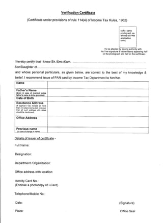 Pan application form | PDF