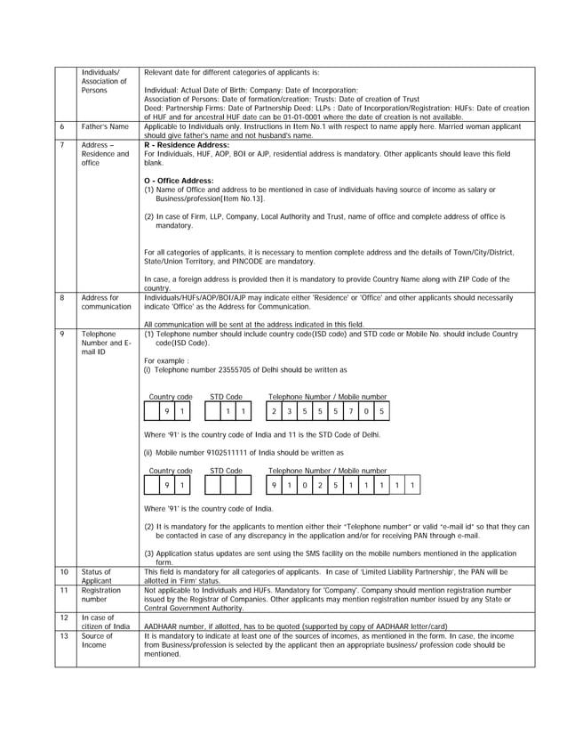 Pan application form | PDF