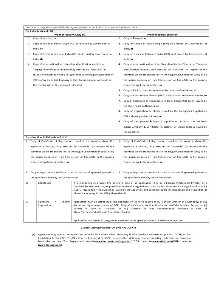 Pan application form 49 aa for foreign citizens