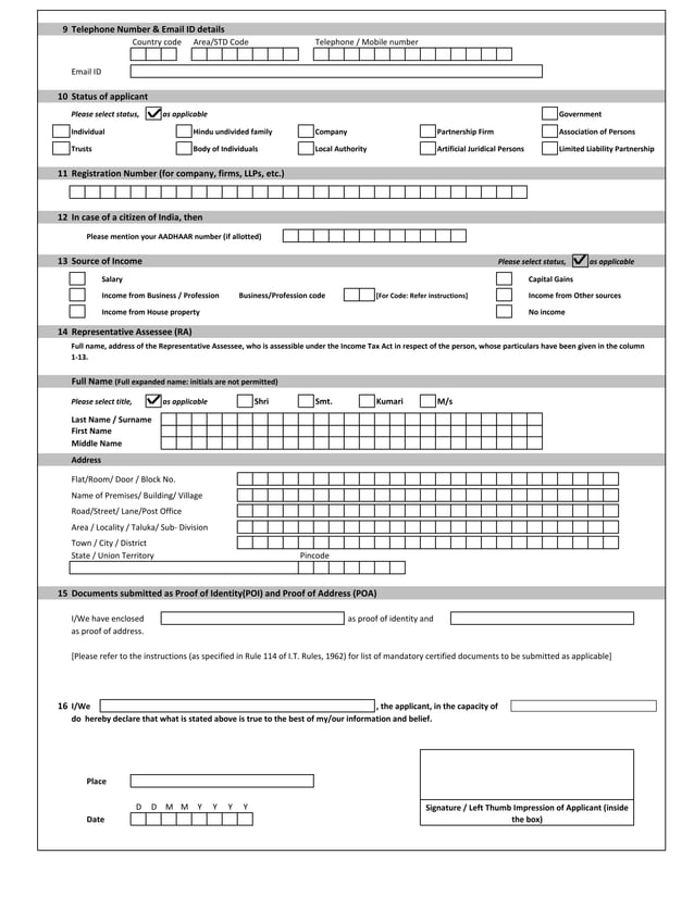 Pan application form 49 a for indian citizens | PDF