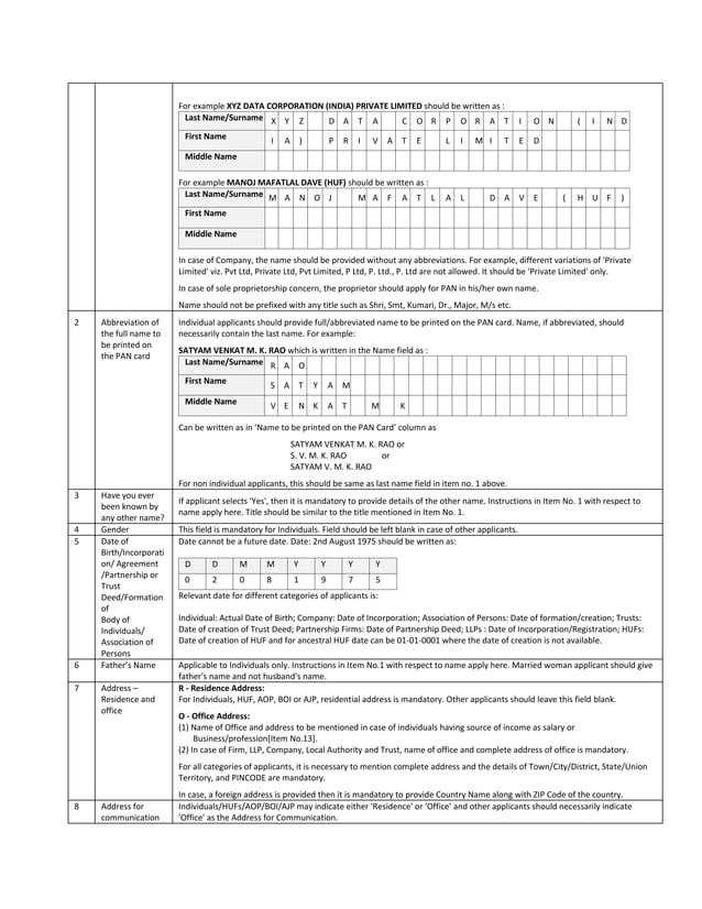 Pan application form 49 a for indian citizens | PDF