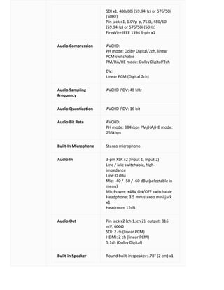 Panasonic ag ac160 a handheld camcorder | PDF | Digital Audio ...