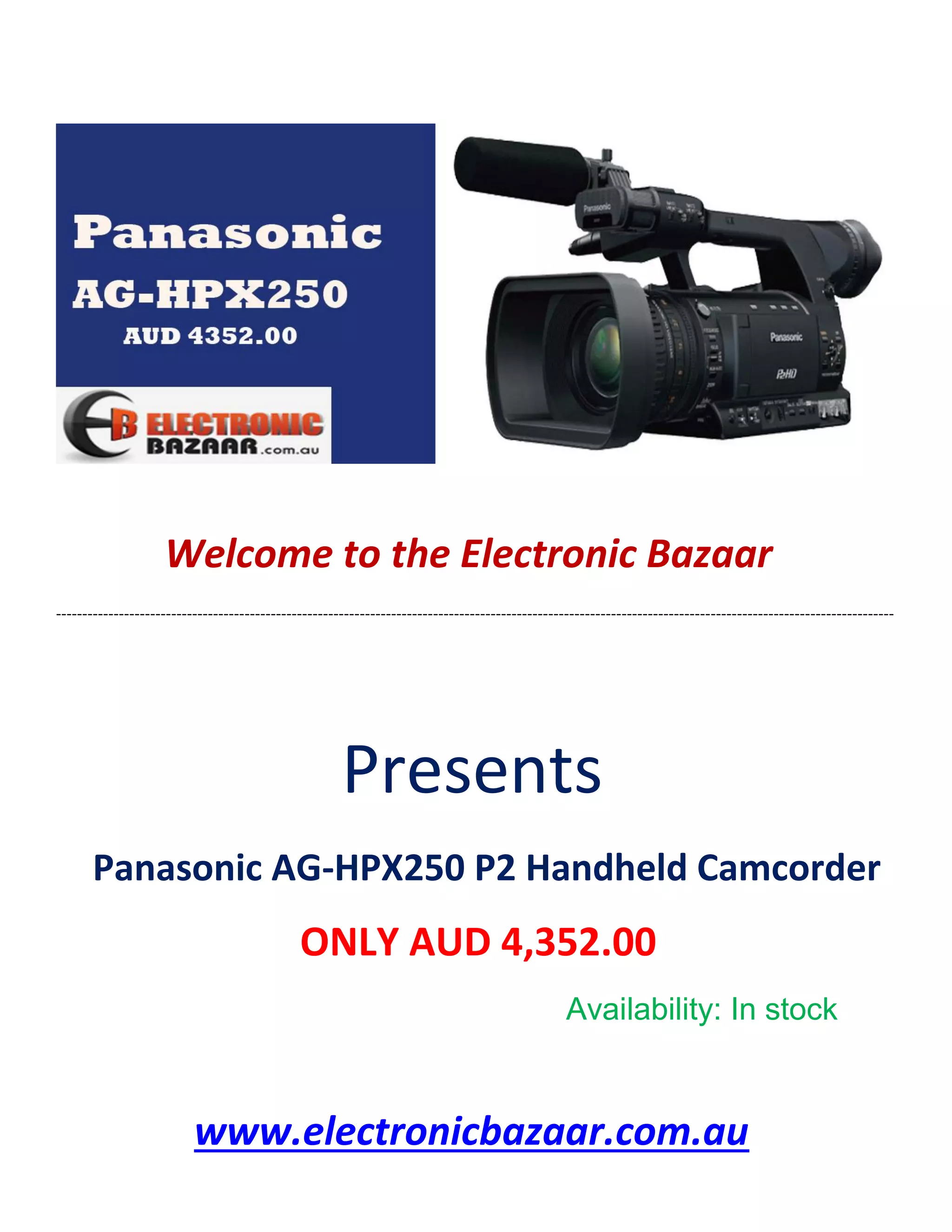 Panasonic ag hpx250 p2 handheld camcorder | PDF