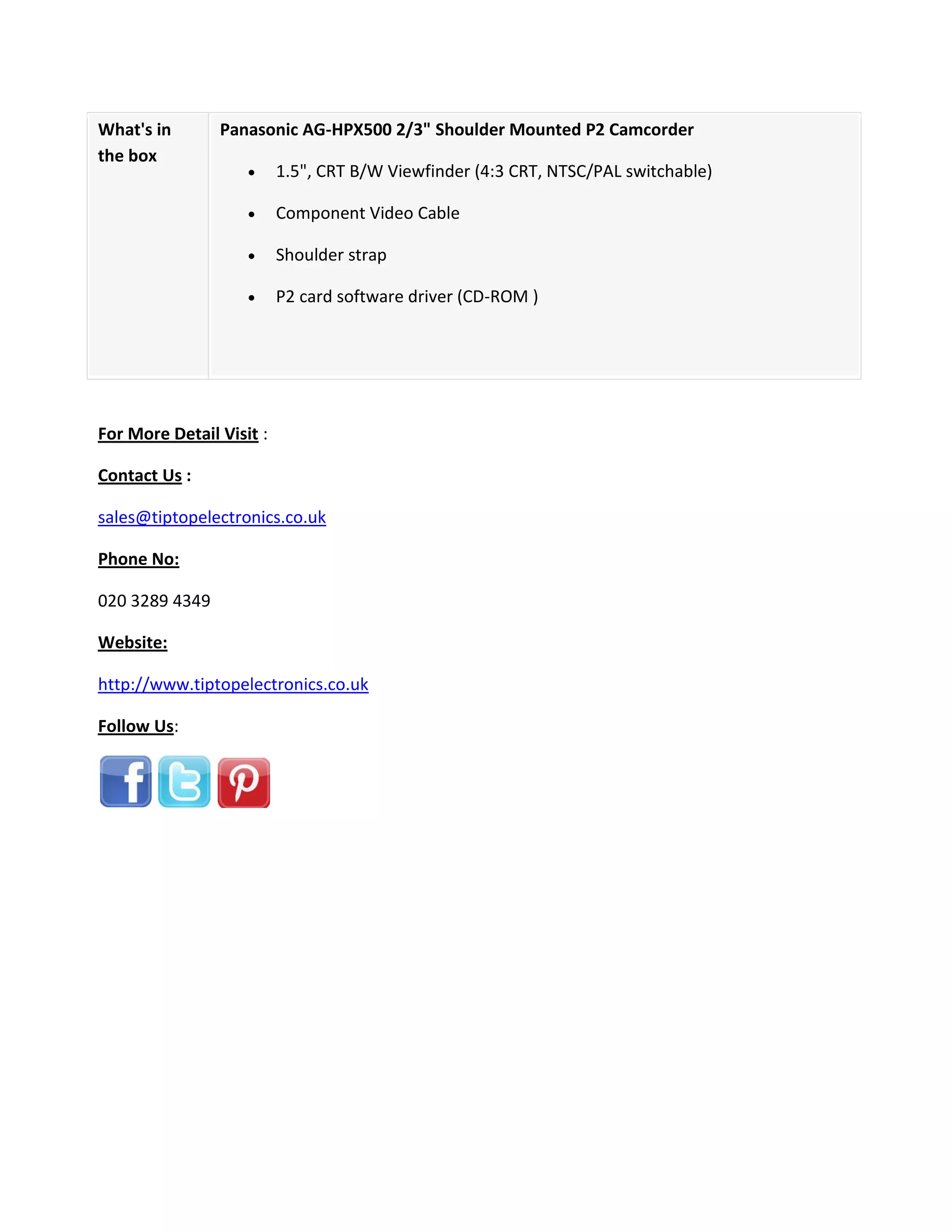 Panasonic ag hpx500 shoulder mounted camcorder | PDF | Digital Audio ...