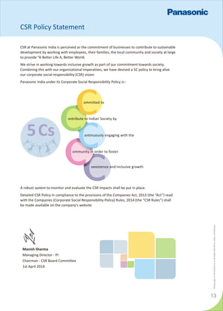 Panasonic India CSR Policy | PDF