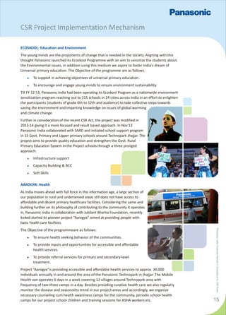 Panasonic India CSR Policy | PDF