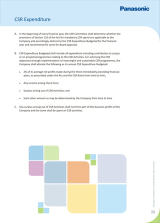 Panasonic India CSR Policy | PDF