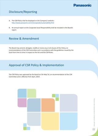 Panasonic India CSR Policy | PDF