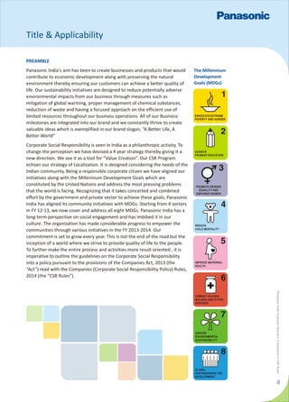 Panasonic India CSR Policy | PDF