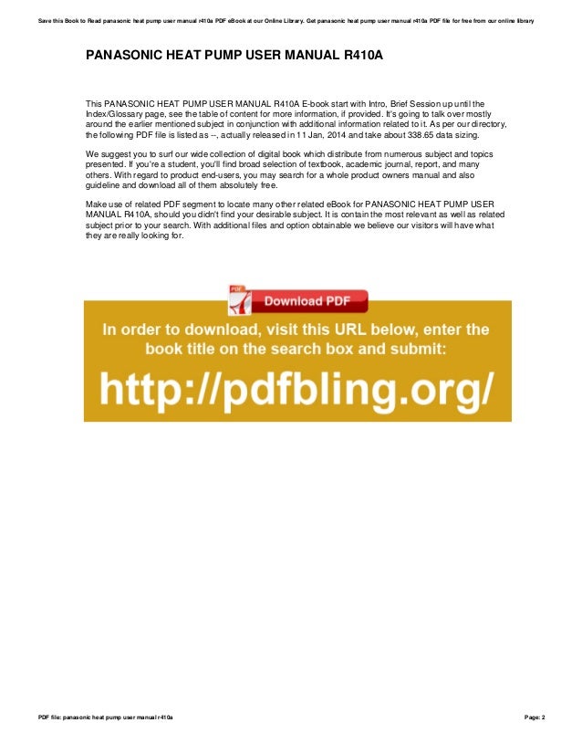 Panasonic heat pump user manual r410a