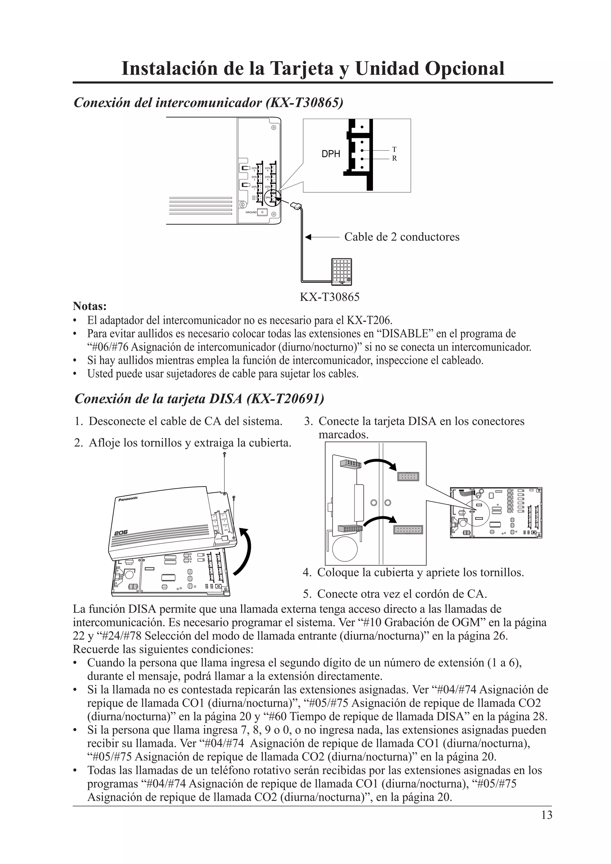 Panasonic kx t206 ag manual de instalacion | PDF