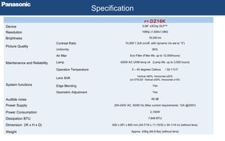 Panasonic projector DZ16K english | PPT