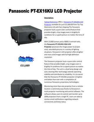 Panasonic pt ex16 ku lcd projector | PDF