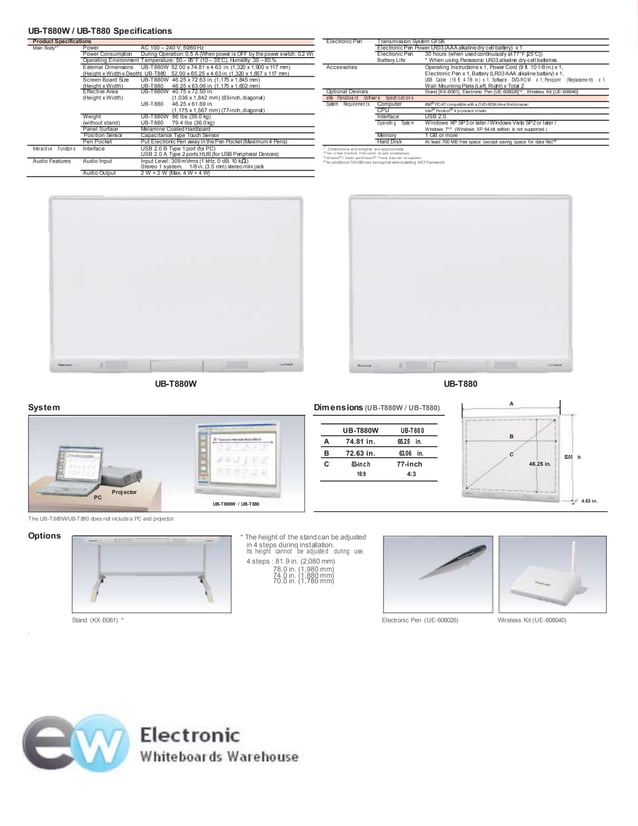 Panasonic UB-T880W/UB-T880 Interactive Whiteboard | PDF