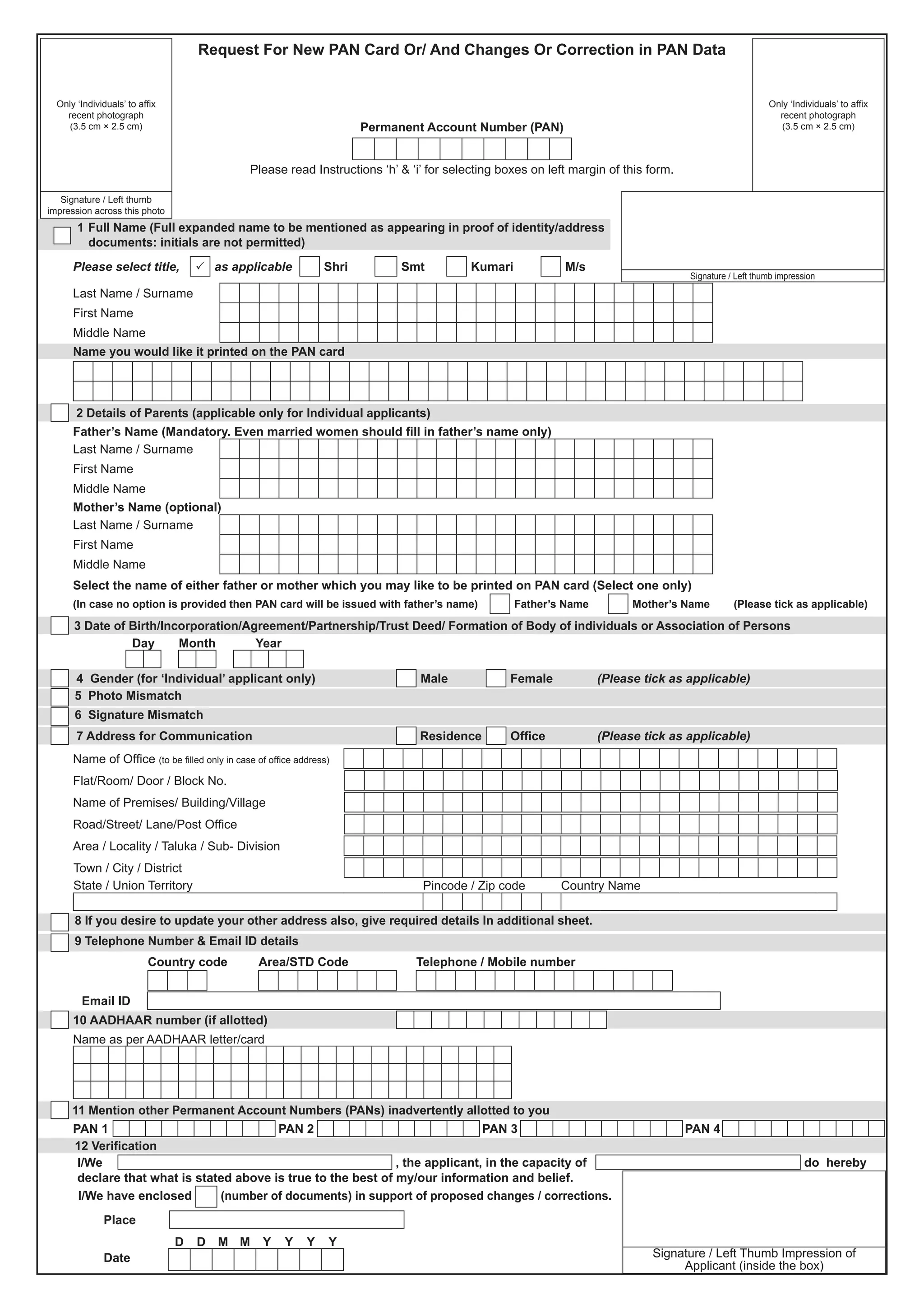 Pan card correction | PDF