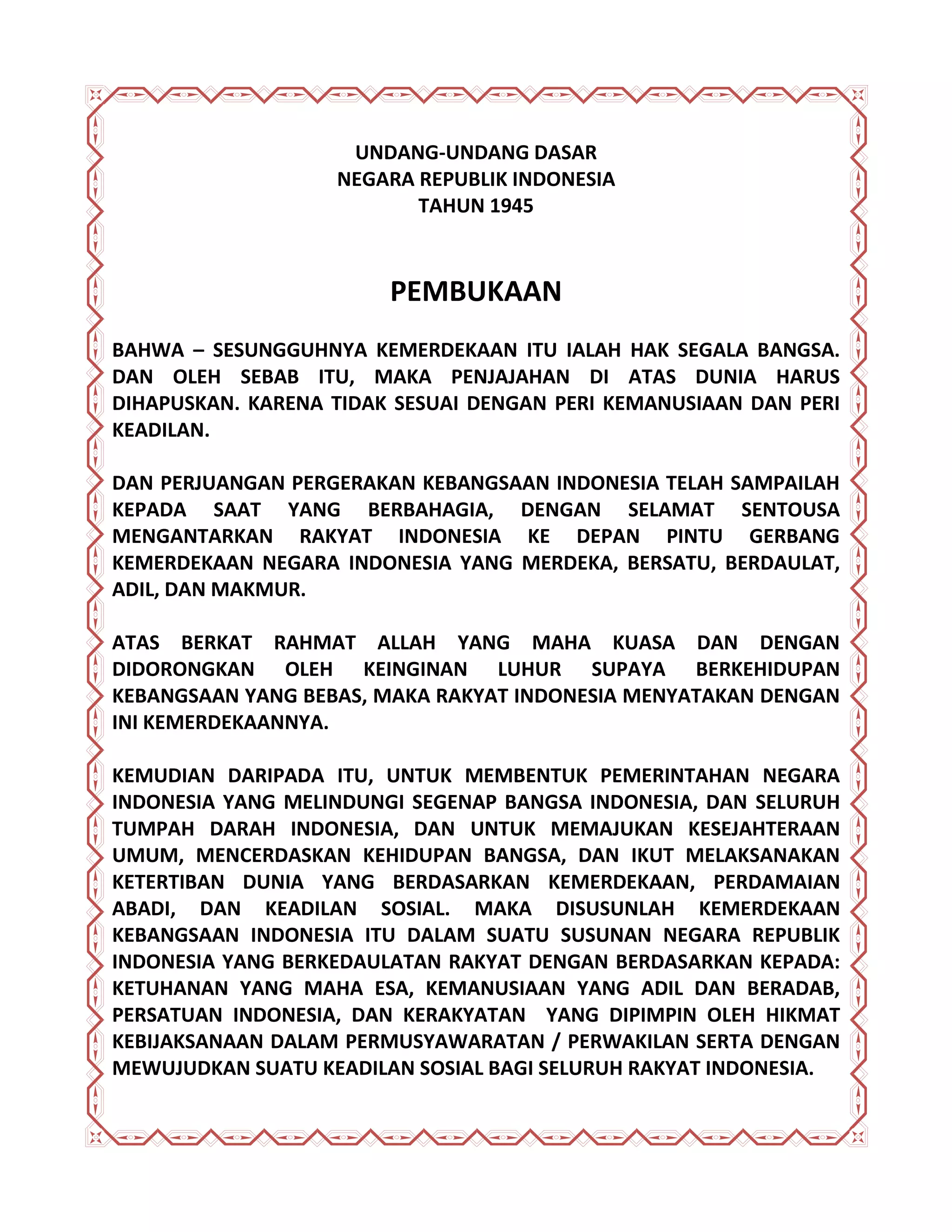 Pancasila dan Pembukaan UUD 1945 | DOCX