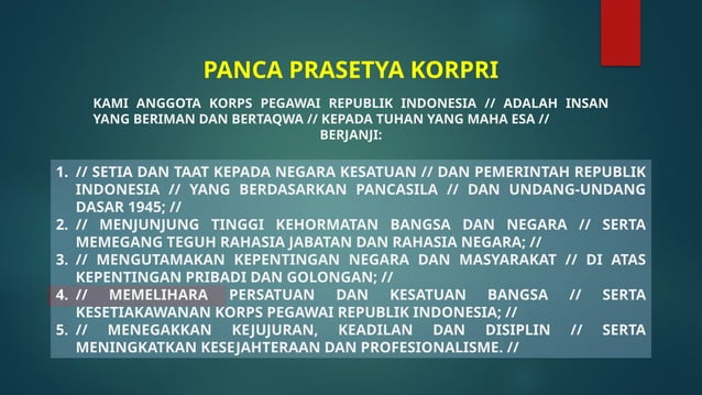 pancasila, ikrar bela negara, Panca Prasetya KORPRI | PPTX