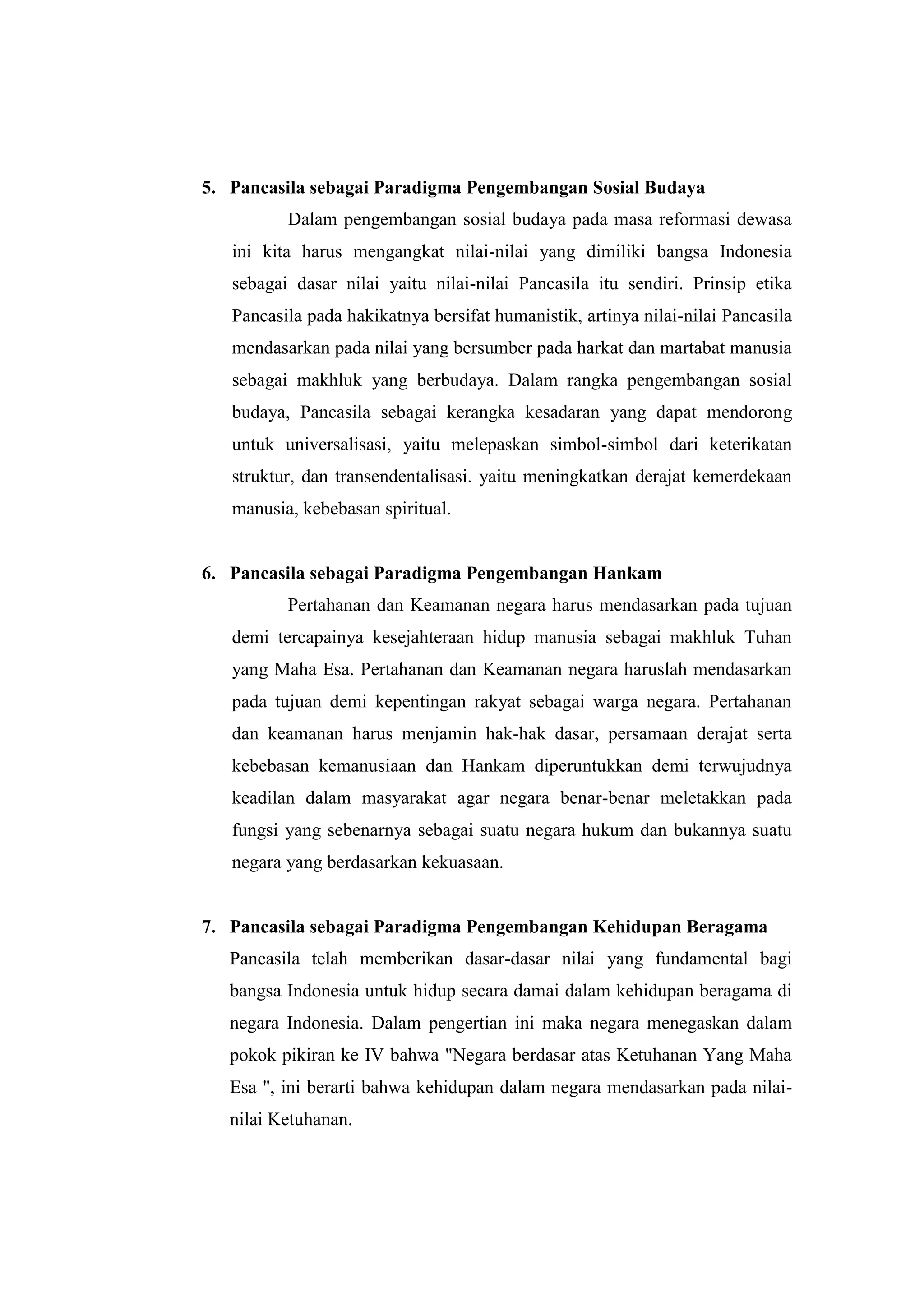 Pancasila sebagai paradigma pembangunan | DOCX